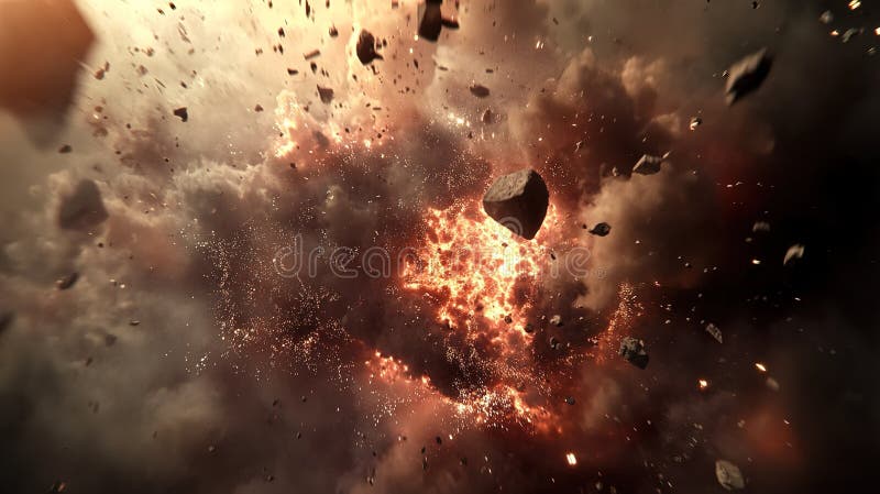 Explosive Cosmic Event with Fiery Eruptions and Debris in Vast Space at ...