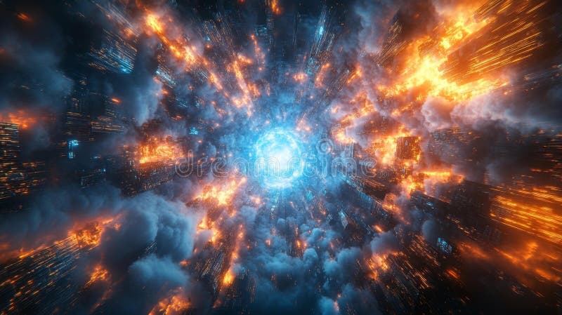 Explosive Cosmic Event in a Sci-Fi Universe Scene Stock Illustration ...