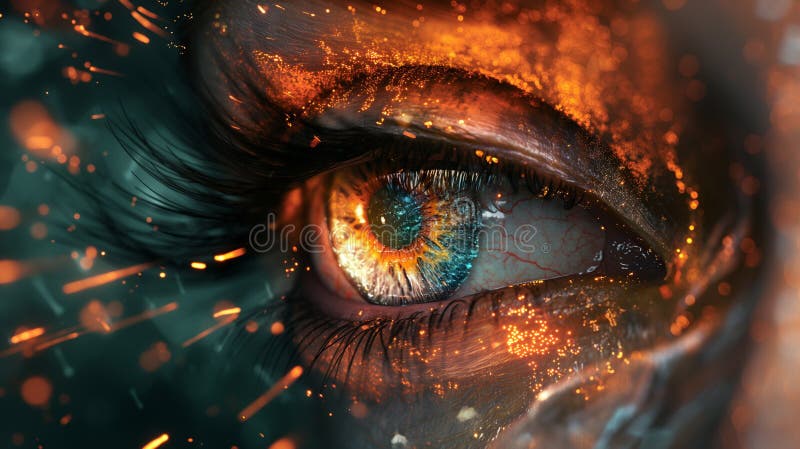Explosive Cosmic Eye with Fiery Details and Reflections. Generative AI ...