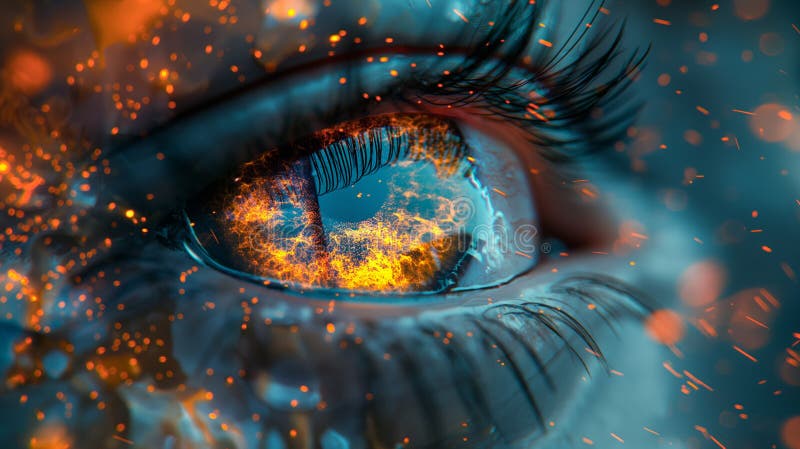 Explosive Cosmic Eye with Fiery Details and Reflections. Generative AI ...
