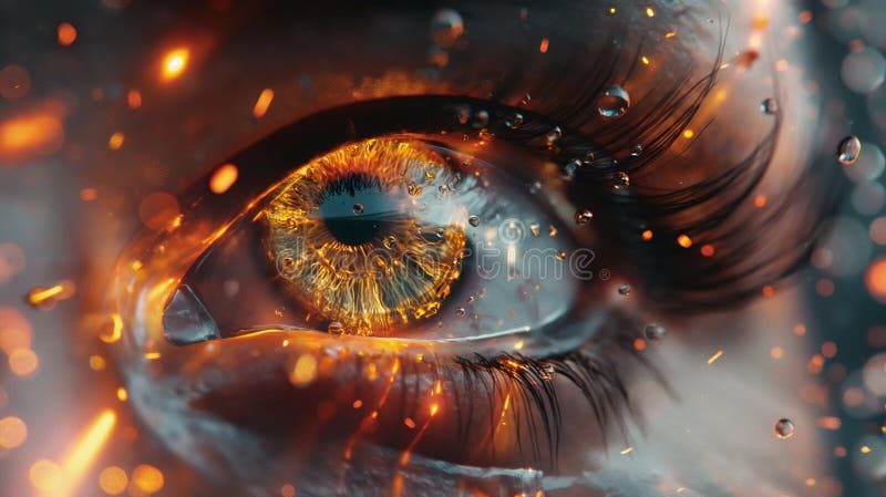 Explosive Cosmic Eye with Fiery Details and Reflections. Generative AI ...