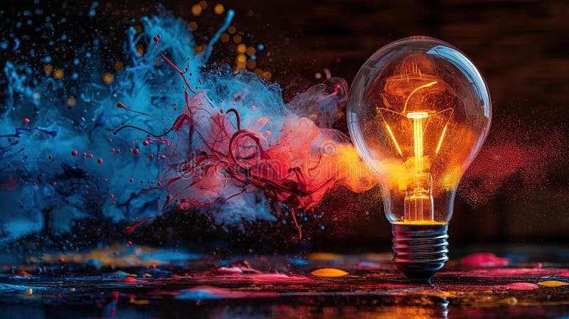 Colorful Light Bulb Bursting Vibrant Paint Splashes Stock Photos - Free ...