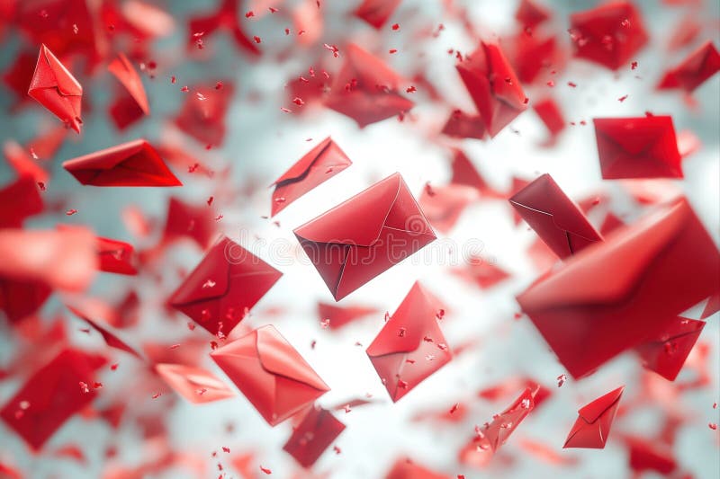 Explosive Delivery Red Envelopes in Motion Abstract Setting Digital Art ...
