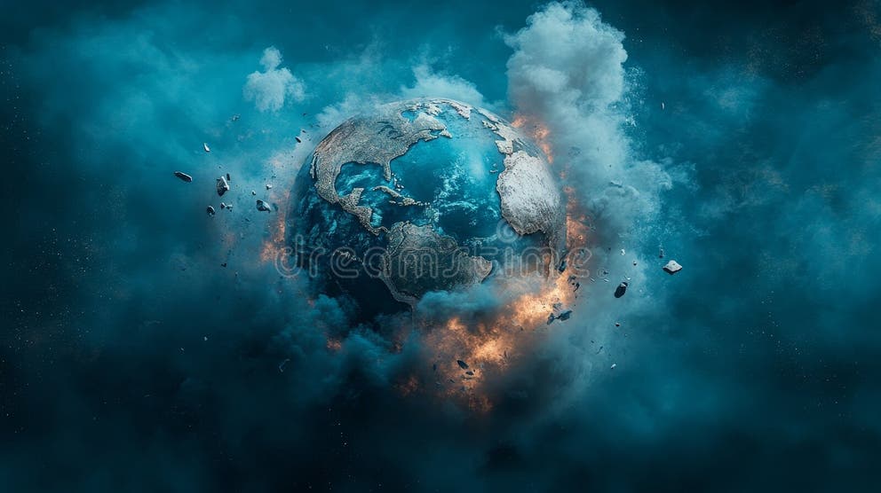 Explosive Destruction of Earth Surrounded by Dramatic Clouds and Light ...