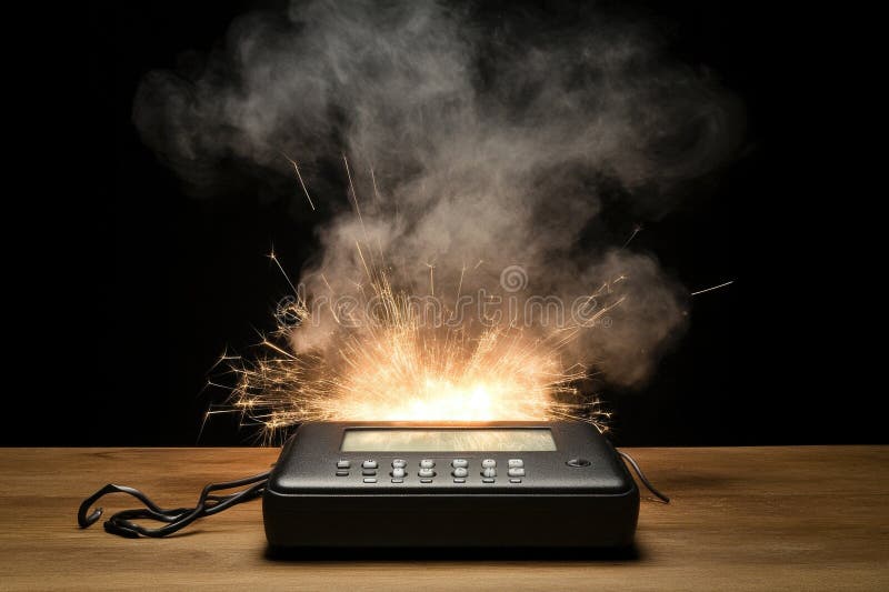 Explosive Device with Detonator and Sparks in Dark Setting Stock Image ...