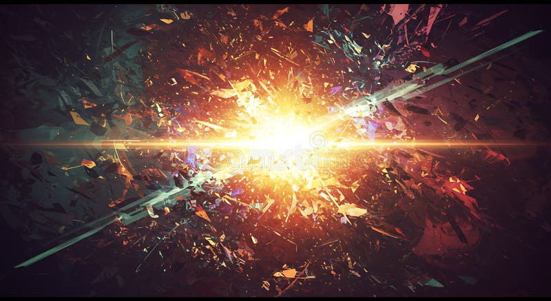 Explosive Digital Artwork Featuring a Bright, Glowing Center Surrounded ...