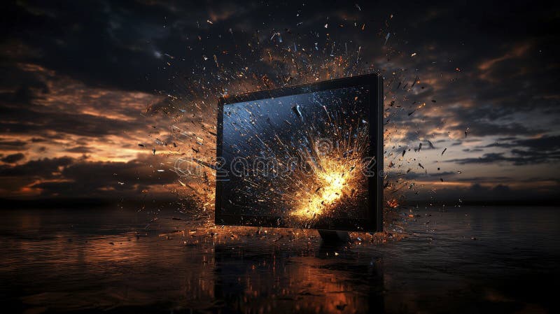 Explosive Digital Transformation Beach Sunset Visual Art Ocean Setting ...