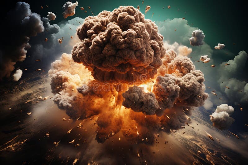 Explosive Disaster. Urban Bomb Explosion from Above - Devastating ...