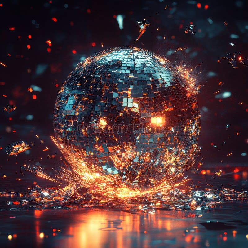 Explosive Disco Ball Destruction Futuristic Setting Digital Art ...