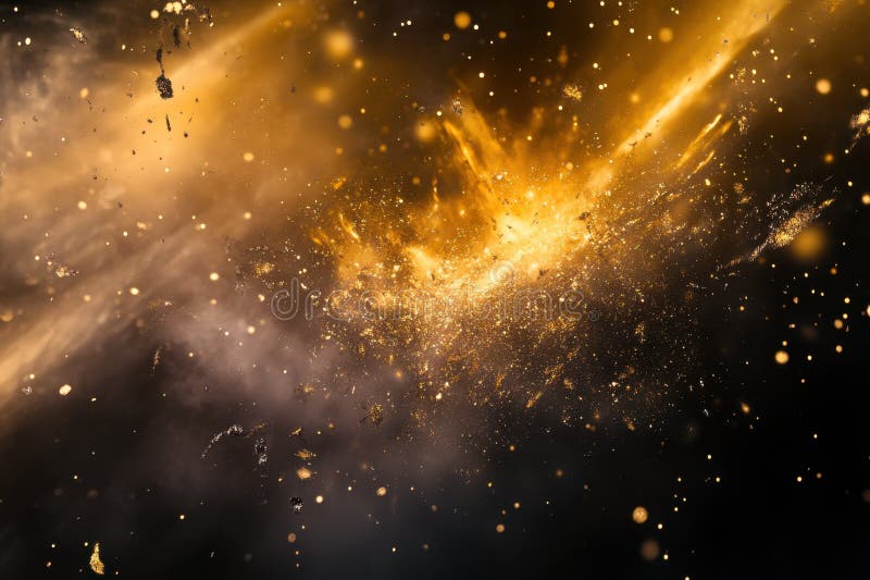 Explosive Display of Golden Particles Creating an Energetic and Vibrant ...