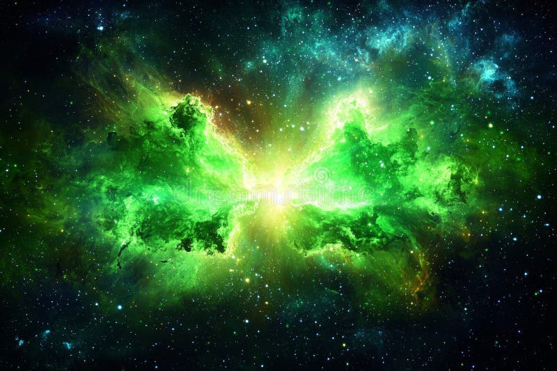 Explosive Display of Green Particles Bursts Forth from a Central Point ...