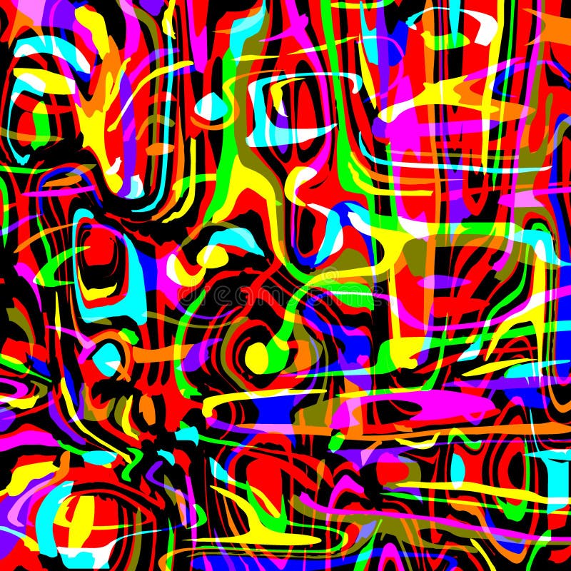 Explosive Doodle in Neon Colors with a Red Tint Stock Illustration ...