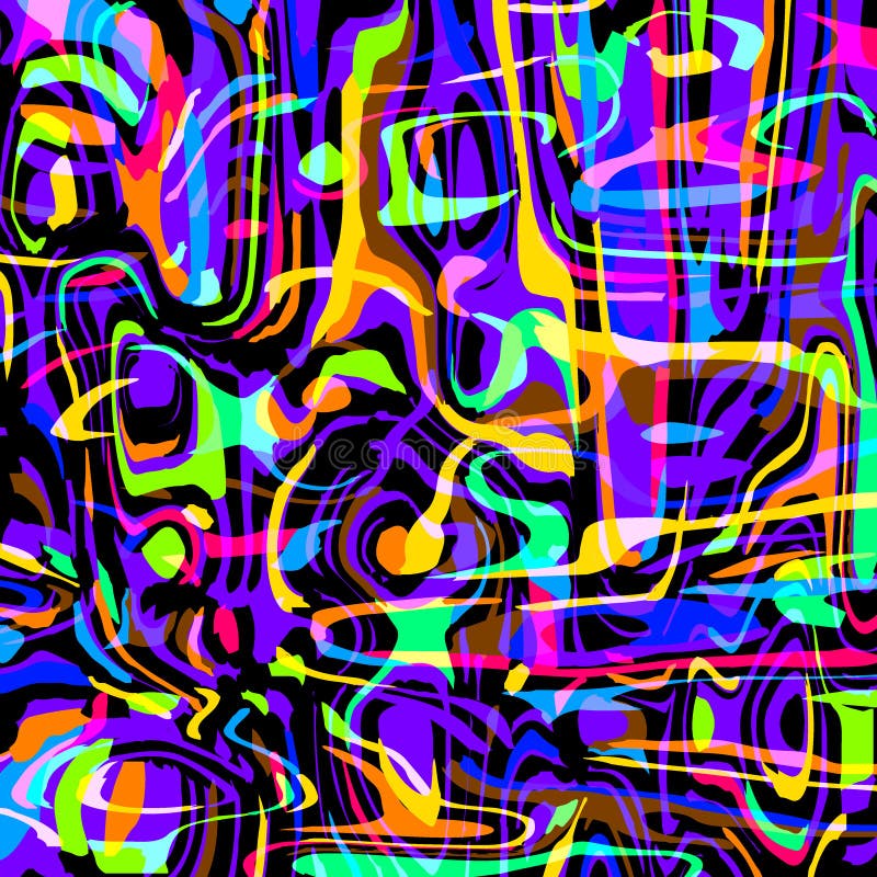 Explosive Doodle in Neon Colors with a Violet Tint Stock Illustration ...