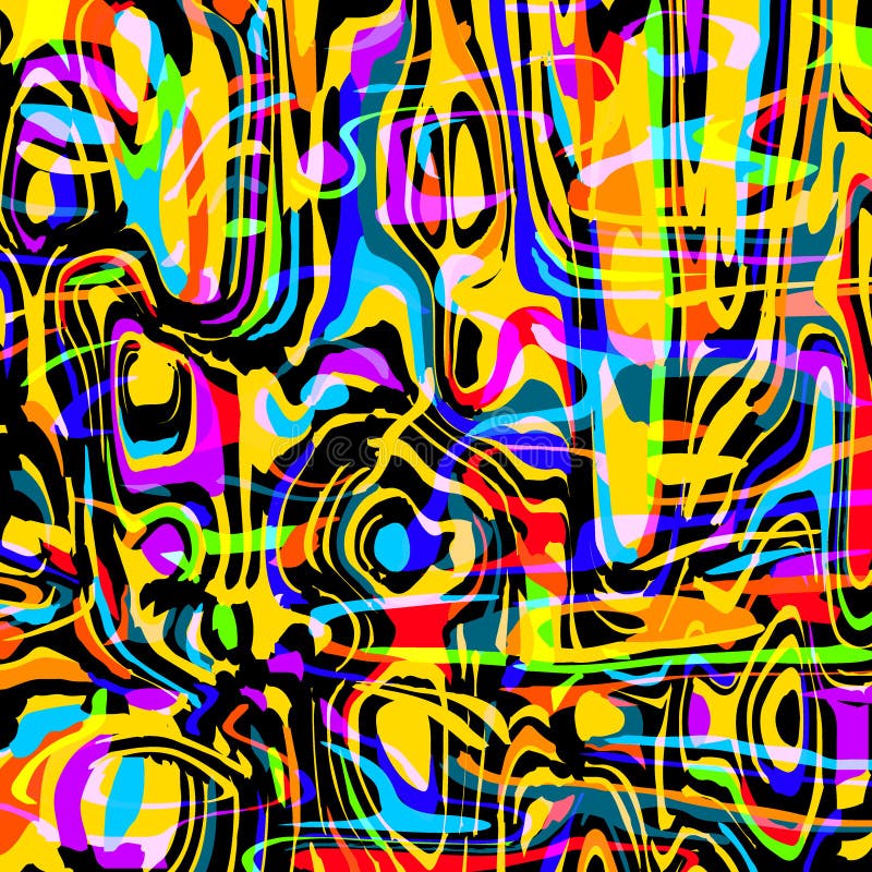 Explosive Doodle in Neon Colors with a Yellow Tint Stock Illustration ...