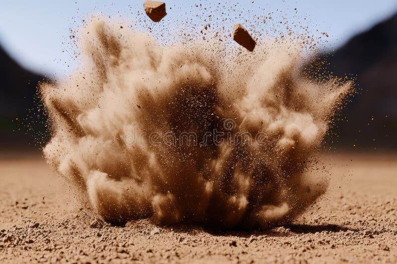 Explosive Dust Cloud in Desert Stock Illustration - Illustration of ...