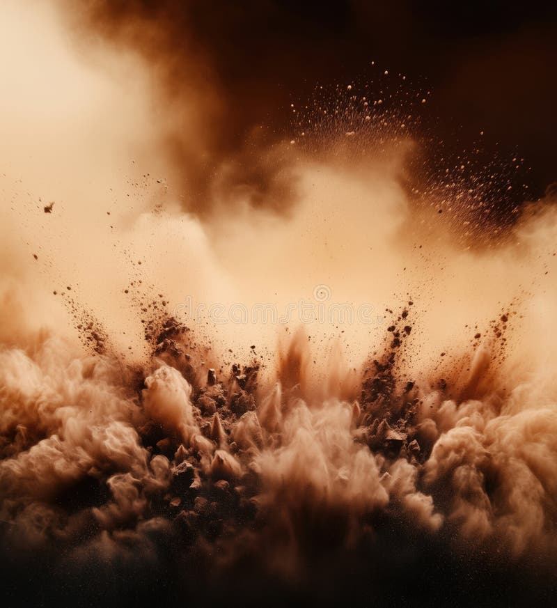 Explosive Dust Cloud Eruption with Brown and Orange Tones, Capturing ...