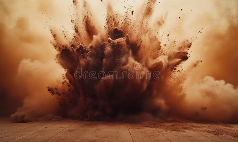 Explosive Dust Cloud Eruption with Brown Particles and Smoke Effects in ...
