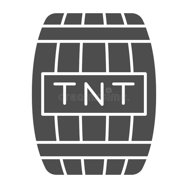 Explosive Dynamite Barrel Solid Icon. Wooden Barrel with Firework and ...