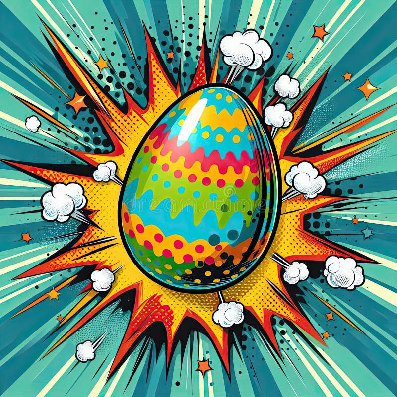 Explosive Easter Egg in Pop Art Style Stock Illustration - Illustration ...