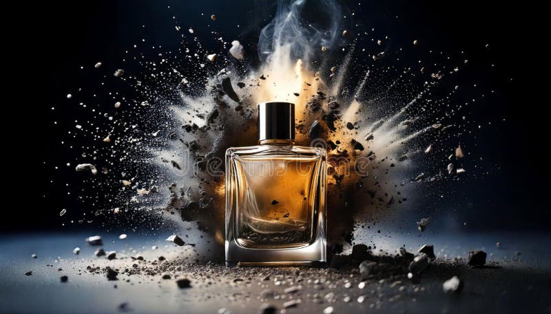 Explosive Elegance: Perfume Bottle Amid Dynamic Burst of Energy Stock ...