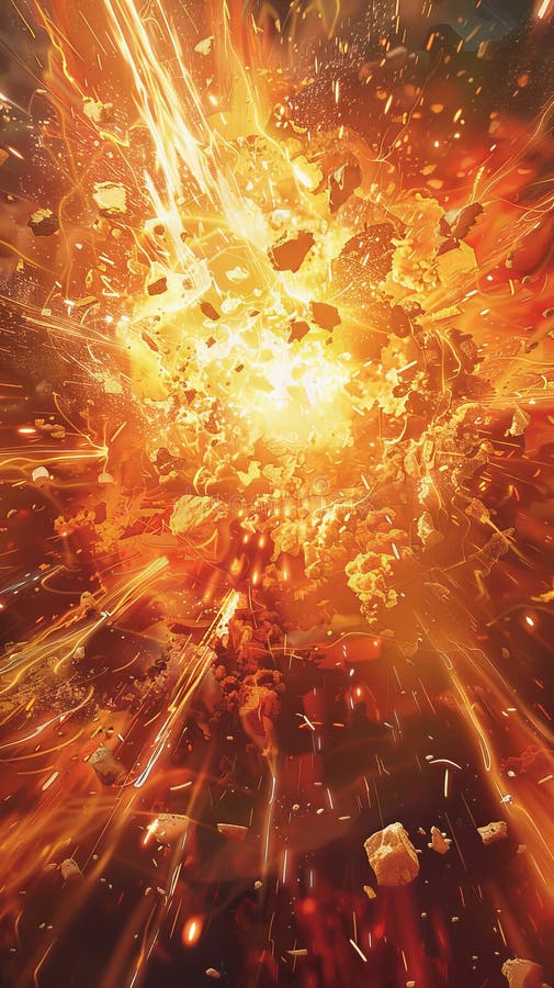 Explosive Energy, Fiery Blast and Smoke Clouds Stock Image - Image of ...