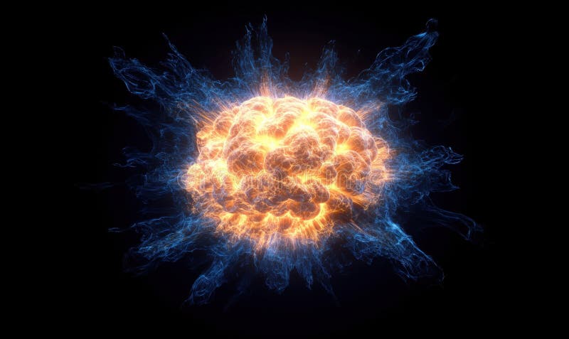 Explosive Energy Burst with Glowing Orange and Blue Plasma Effects ...