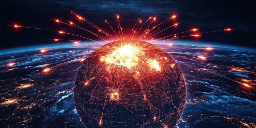 Explosive Energy Emanating from Earth in Stunning Space Visualization Stock Photo - Image of ...