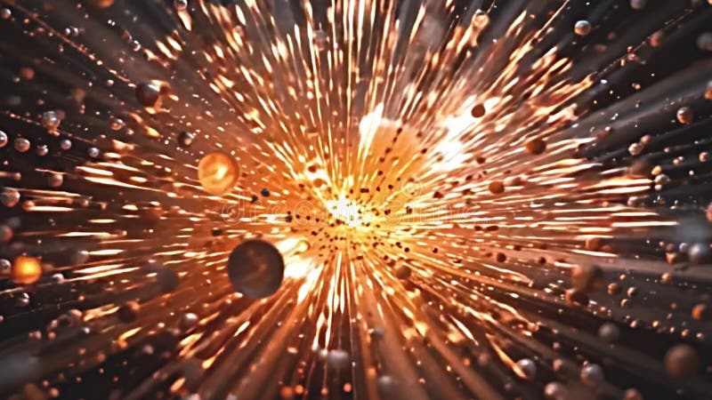 Explosive Eruption of Shimmering Metallic Particles, Swirling in a ...