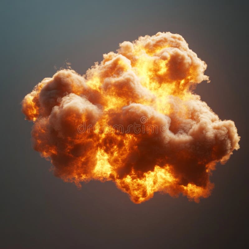 Explosive Fire Cloud Isolated on Gradient Background Stock Image ...