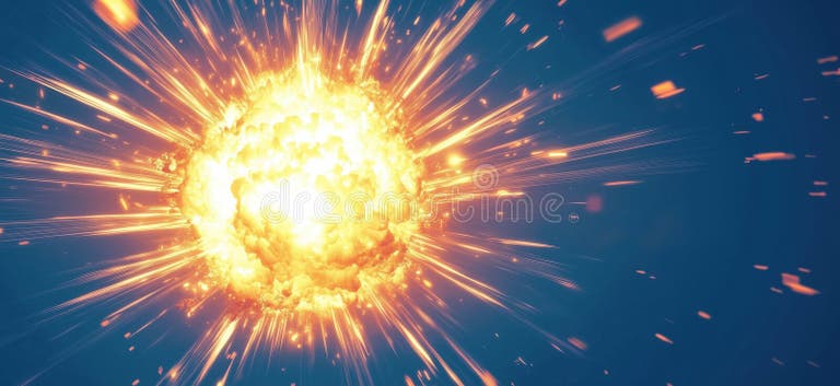 Explosive Fireball Erupting with Bright Light and Radiating Sparks ...