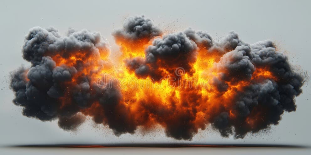 Explosive Fireball Erupting with Smoke and Flames in Dramatic Display ...