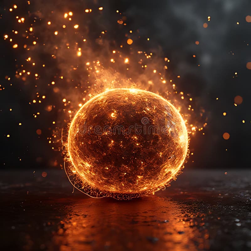 Explosive Fireball Eruption Abstract Setting Digital Art Sci-fi ...