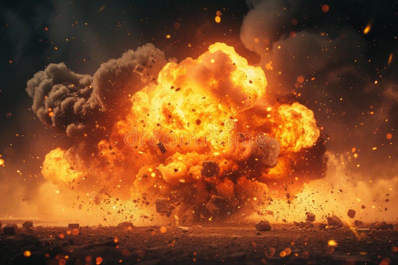 Explosive Fireball Eruption on Dark Background Stock Image - Image of ...