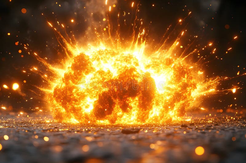 Explosive Fireball Eruption: Intense Flames and Sparks for Action ...