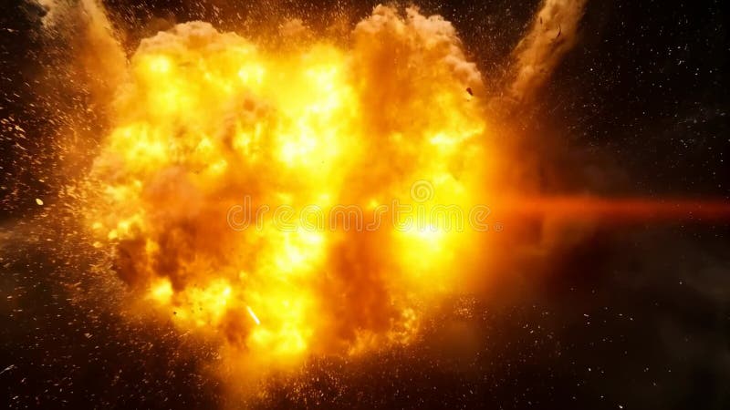 Dramatic Fireball Explosion with Smoke and Debris Effects Stock Footage ...
