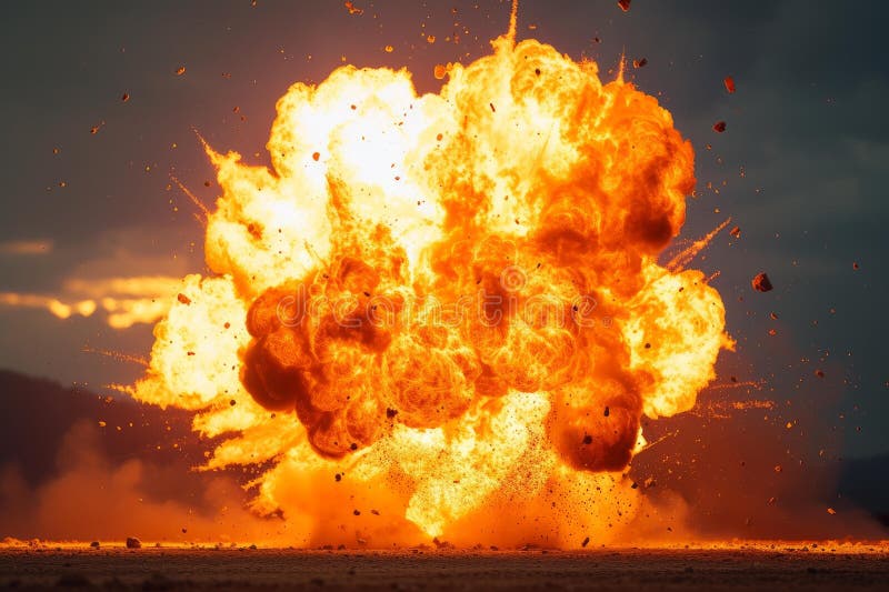 Explosive Fireball Eruption at Sunset Stock Photo - Image of twilight ...