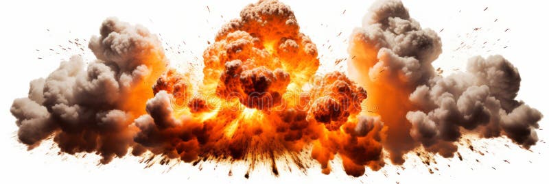 Explosive Fireball Explosion Against a White Background Stock ...