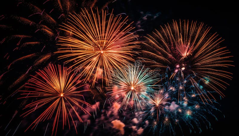 An Explosive Firework Display Igniting Vibrant Summer Joy Generated by ...