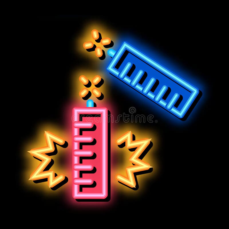 Explosive Firework Neon Glow Icon Illustration Stock Vector ...