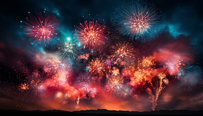 Explosive Fireworks Illuminate the Night, Igniting Joy and Celebration ...