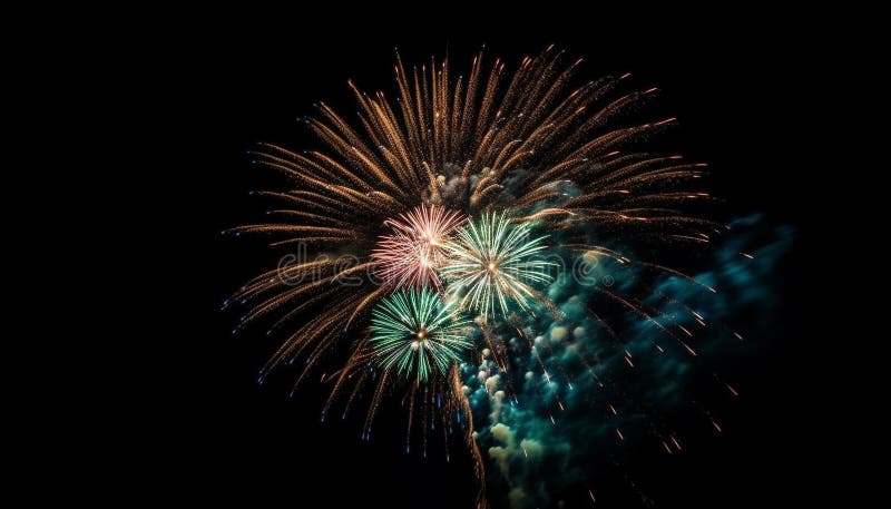 Explosive Fireworks Light Up the Night Sky in Vibrant Colors Generated ...