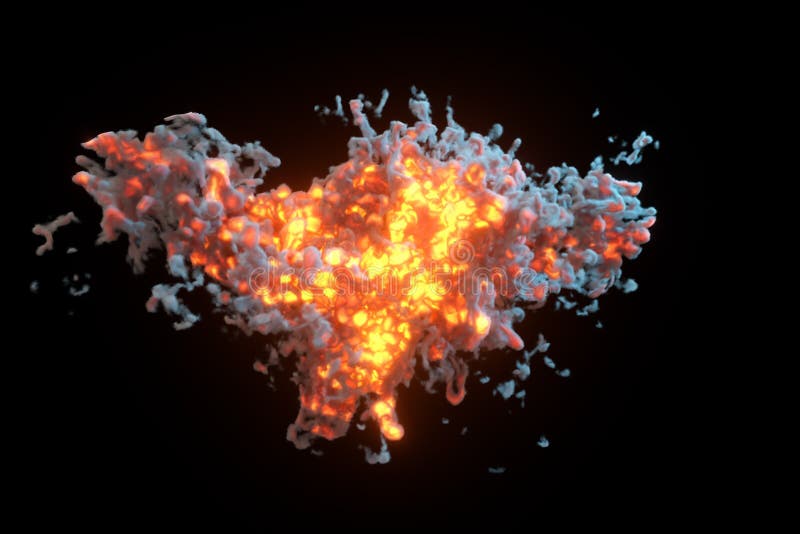 Explosive Flame with Dark Background, 3d Rendering Stock Illustration ...