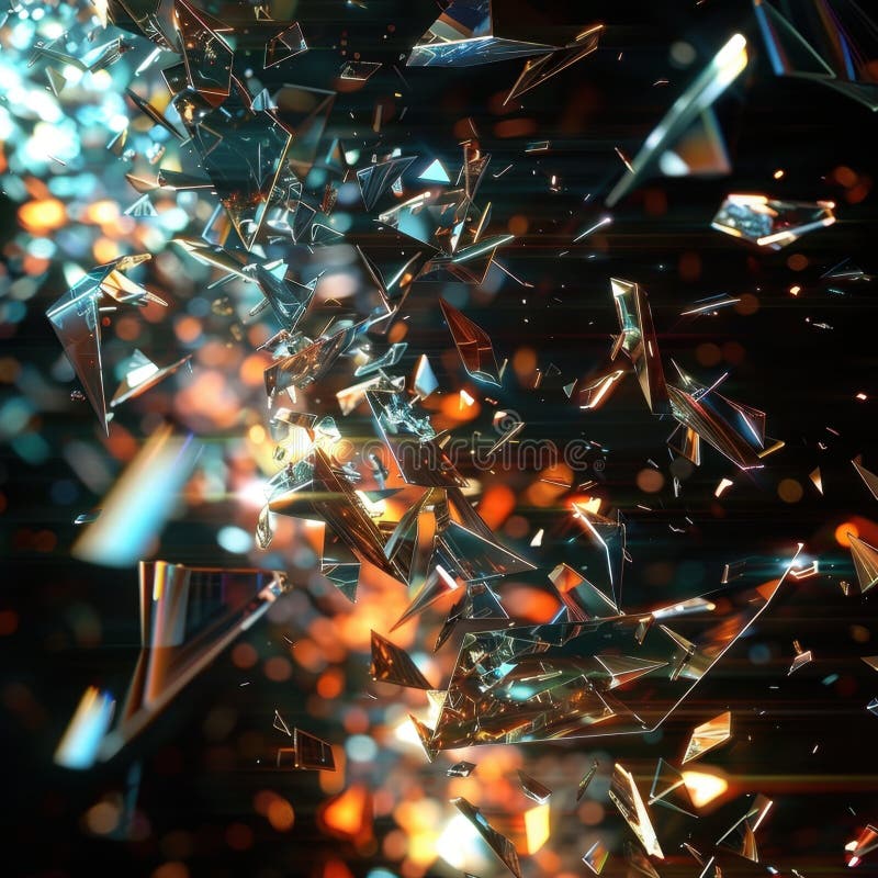 Explosive Fragmentation of Light and Color in Abstract Art Design Stock ...