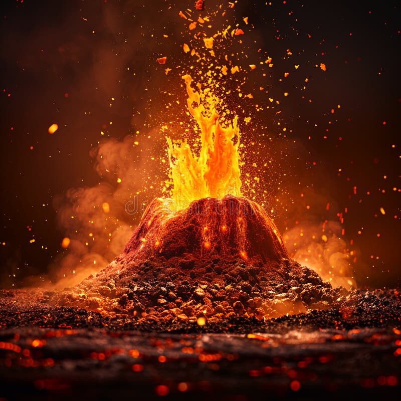 Explosive Fury of a Volcanic Eruption with Lava and Ash, Isolated on a ...