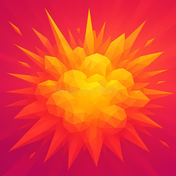 Low - Poly Style Orange - Red Explosive Geometric Pattern, Showcasing ...