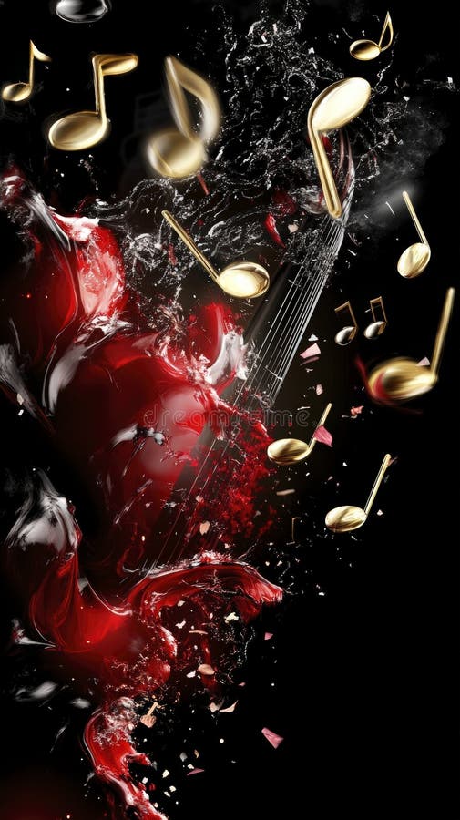 Explosive Gold Notes with Striking Red Highlights Stock Illustration ...