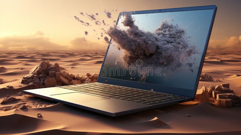 Explosive Graphics Displayed on Laptop Screen Stock Illustration ...