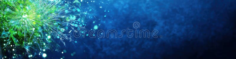 Explosive Green and Blue Firework Burst with Sparkling Effects on Dark ...