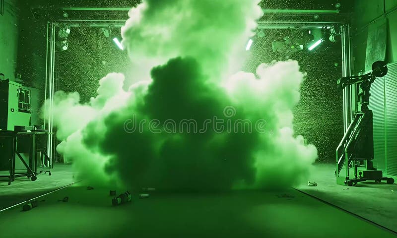 Explosive Green Cloud in a Studio Stock Video - Video of lighting ...