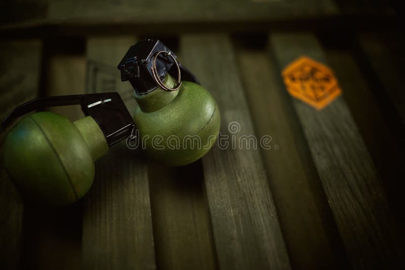 Explosive Grenades on the Background of a Wooden Weapon Box Stock Image ...